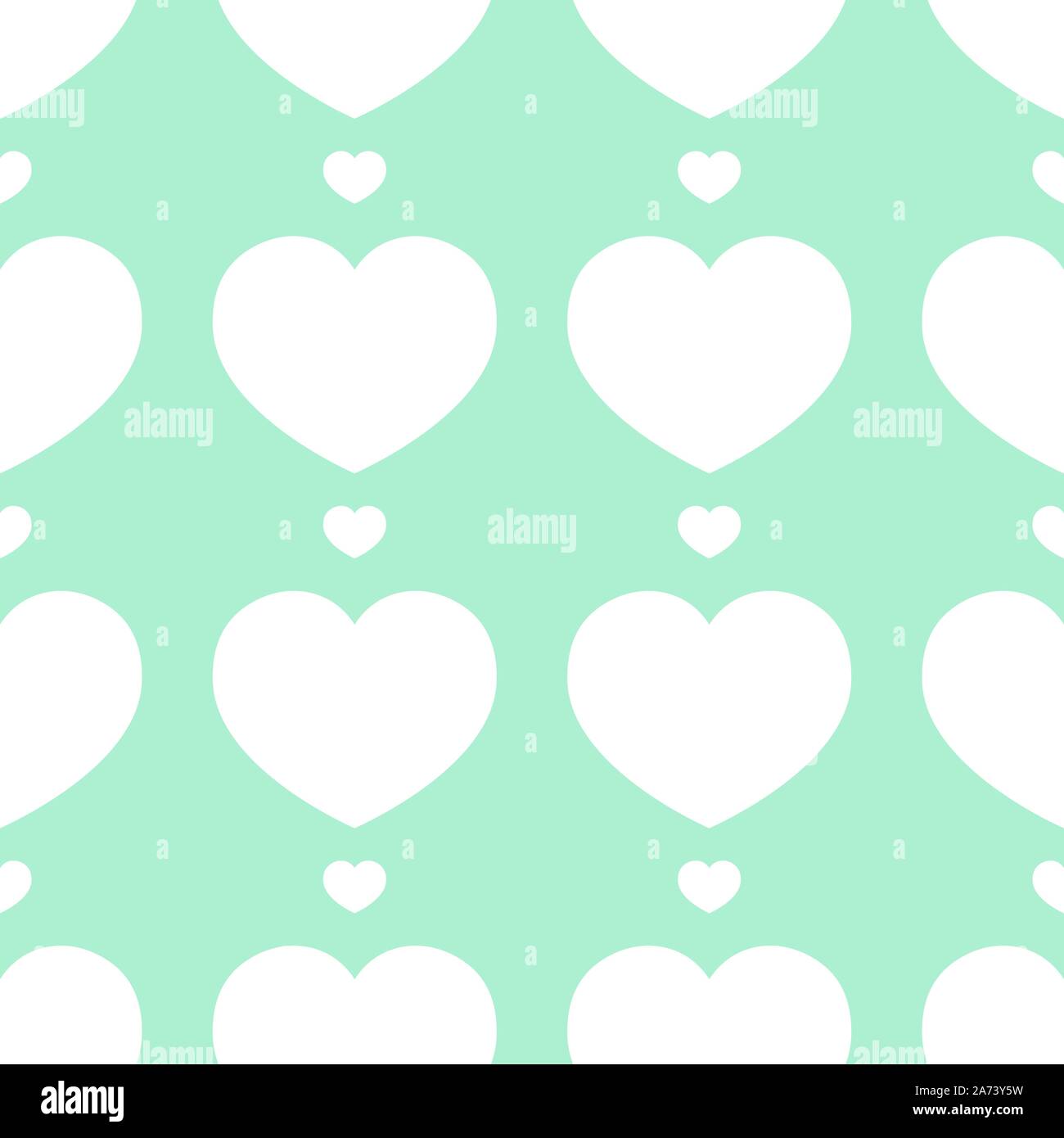 Small and large hearts arranged on neo mint background. White hearts ...