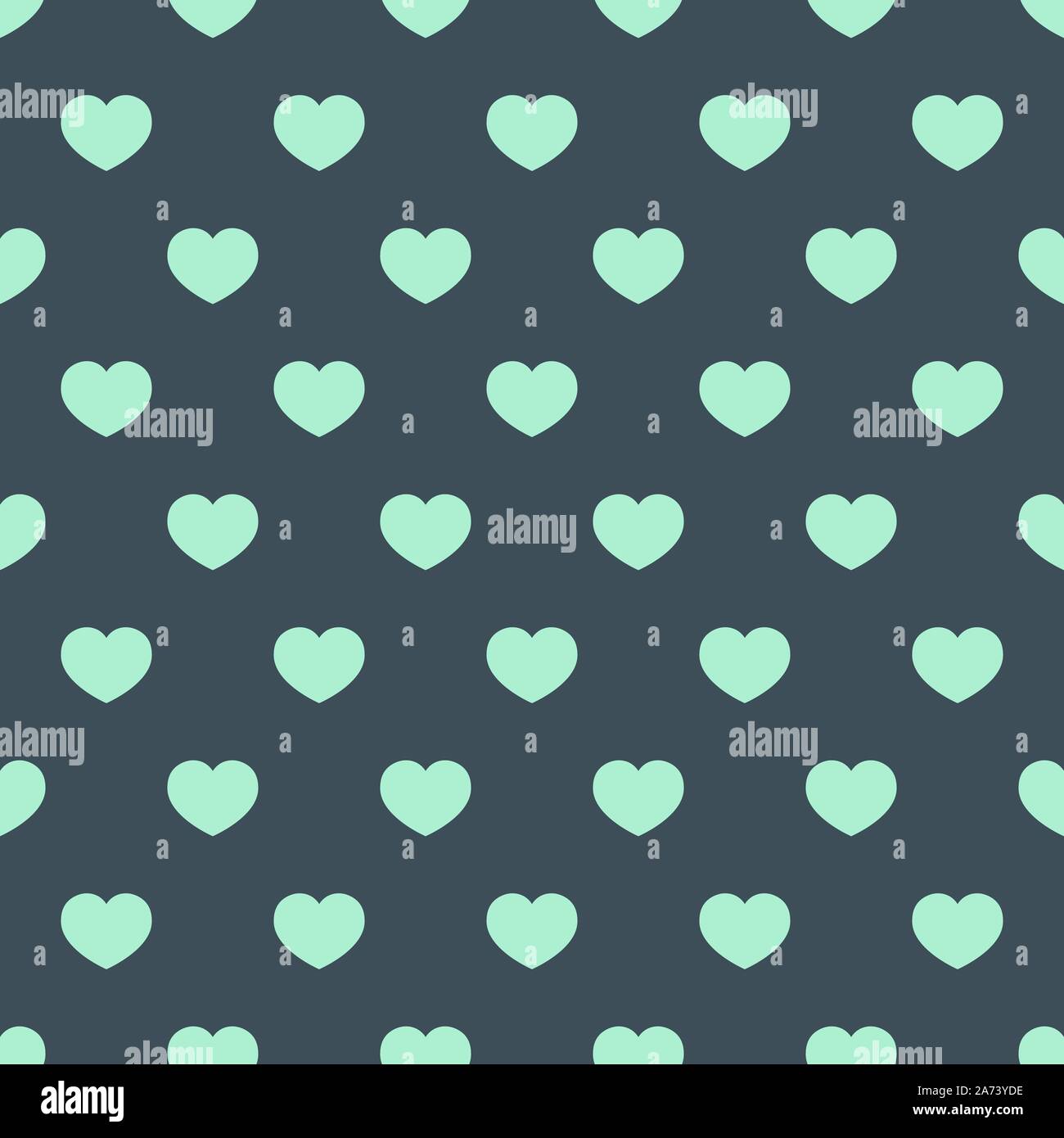 Green mint hearts on the graphite, dark background. Vector seamless ...