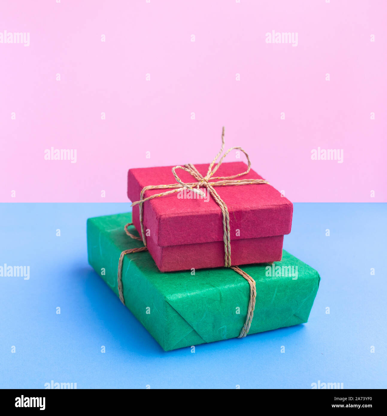 Colorful gift box on pastel color background.anniversary and christmas ...