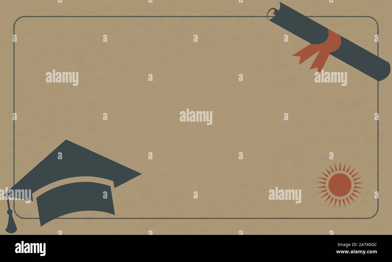 Graduation Diploma and Cap on Paper Background. Retro Style. From Retro ...