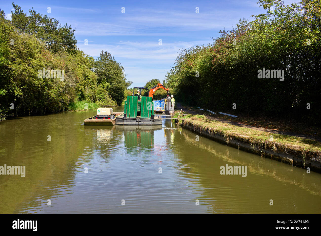 The Canal and River Trust repairing a section of canal bank near Three ...