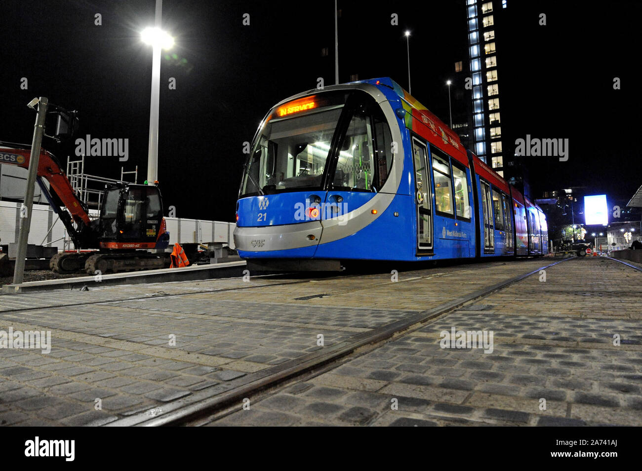 Birmingham, UK. 30th October 2019. Midlands Metro Alliance staff carry ...