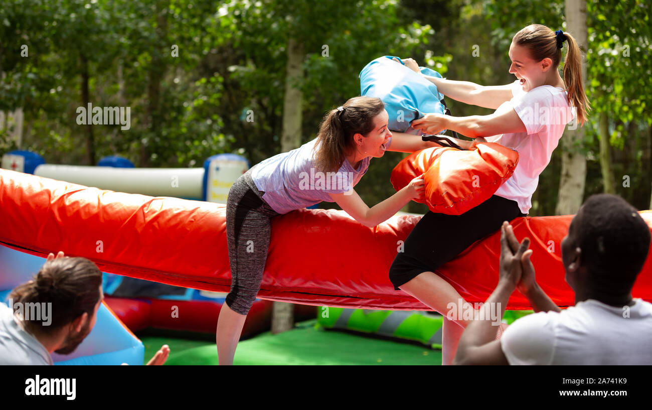 Pillow fight contest hi-res stock photography and images - Alamy