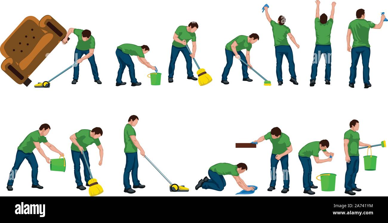 Man working vacuum cleaner clean Cut Out Stock Images & Pictures - Alamy