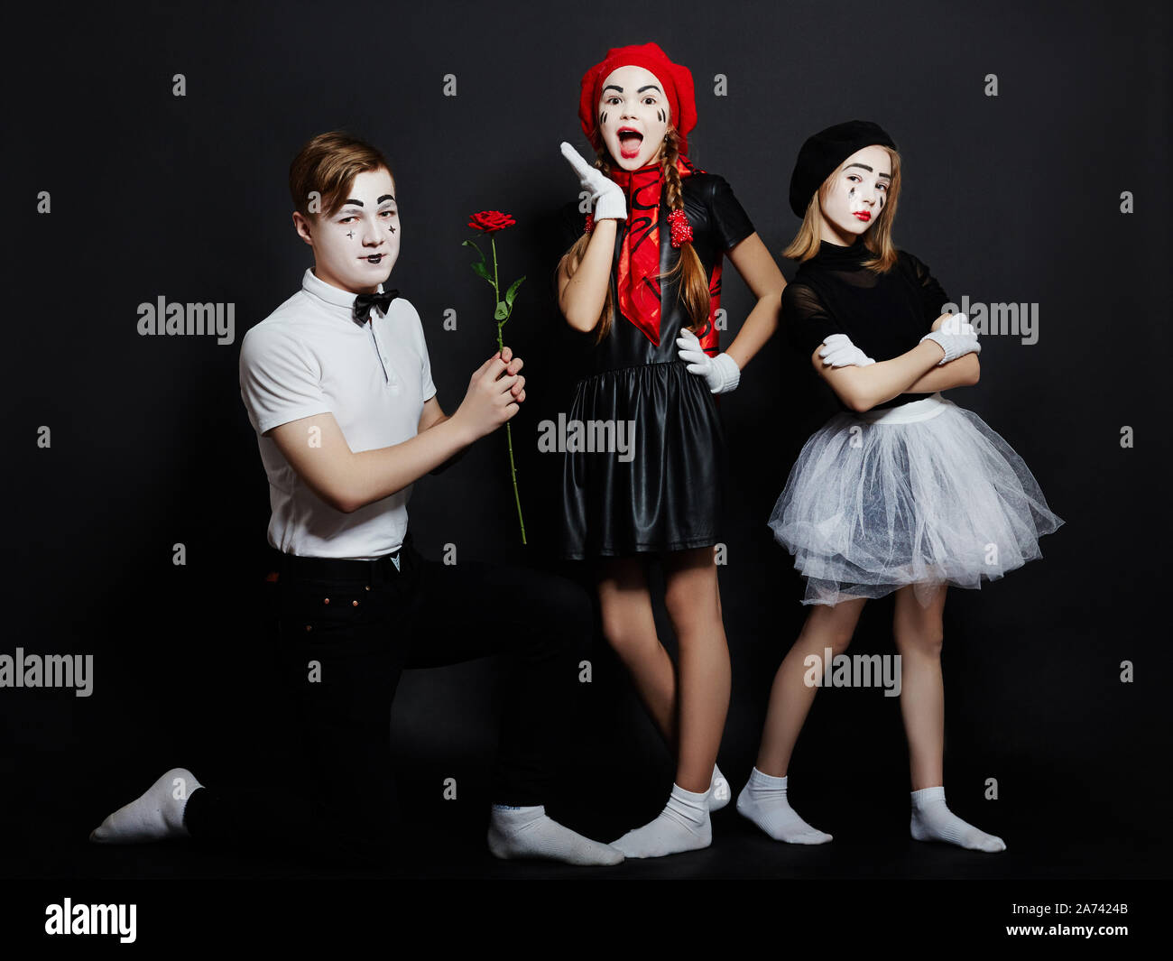 Children MIME group photo, pantomime various emotions on children's ...