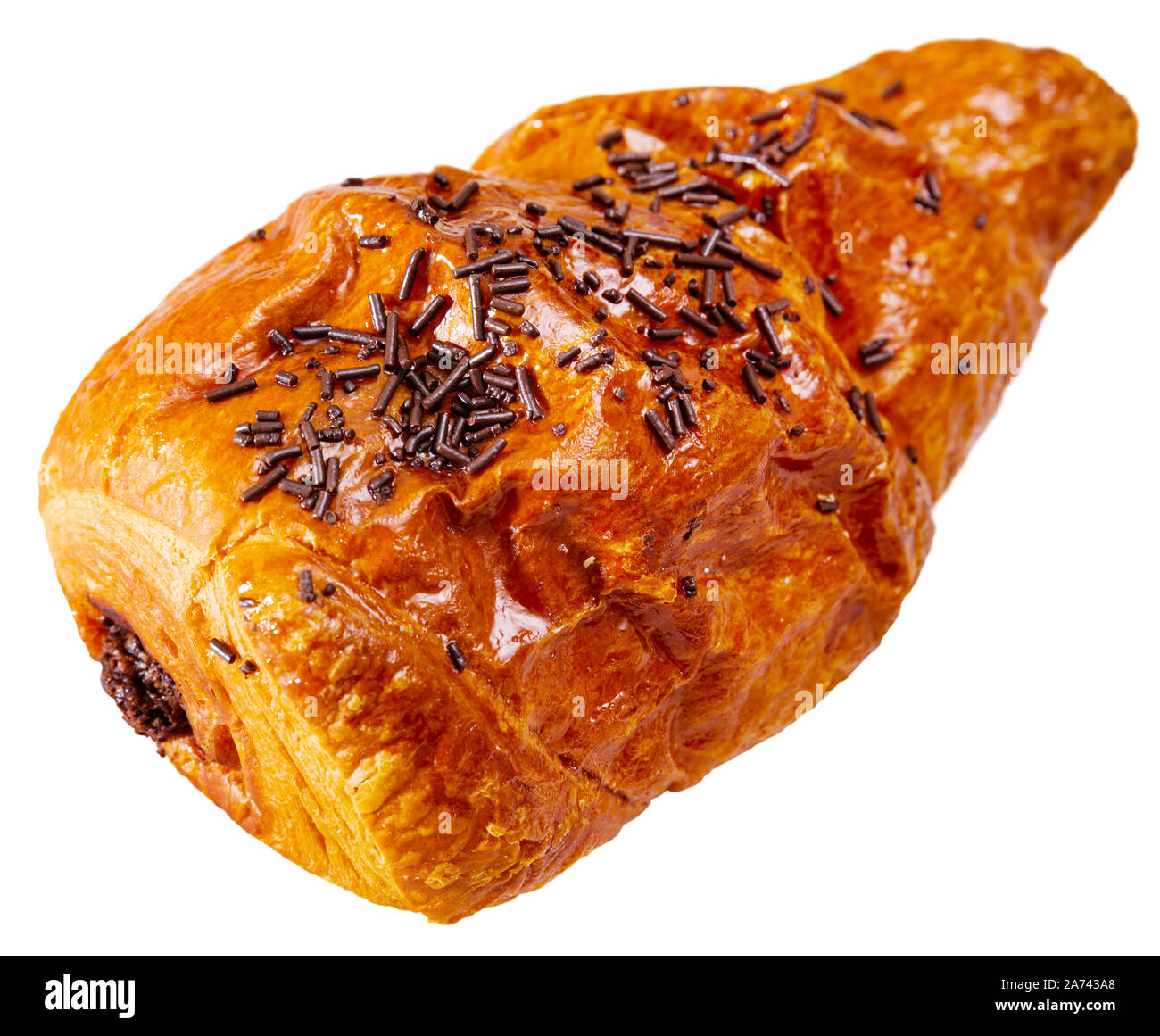 Image of fresh chocolate snail croissant, french dessert. Isolated over ...