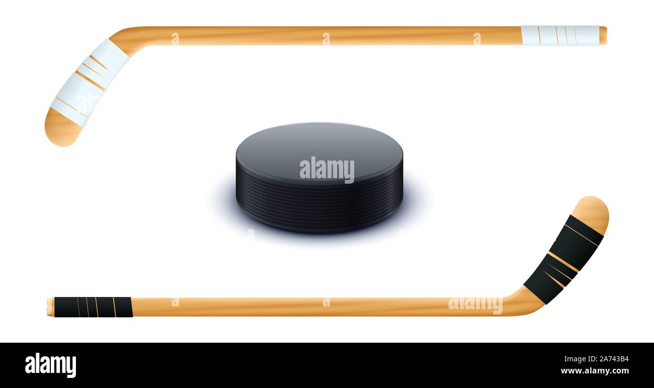 Hockey stick puck round Cut Out Stock Images & Pictures - Alamy
