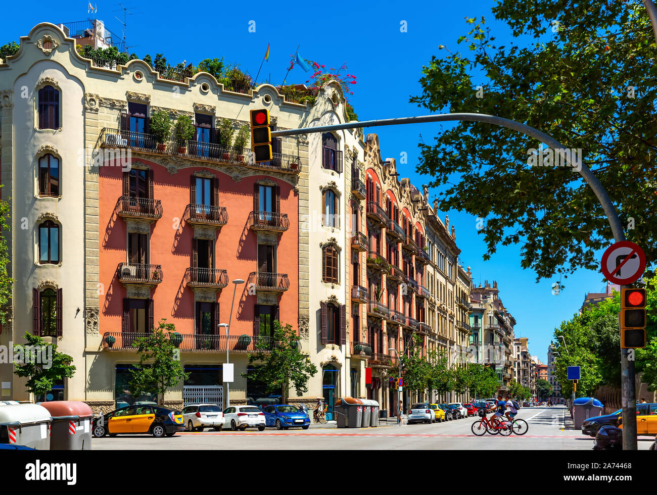 Picturesque colorful architecture of Eixample district streets in ...