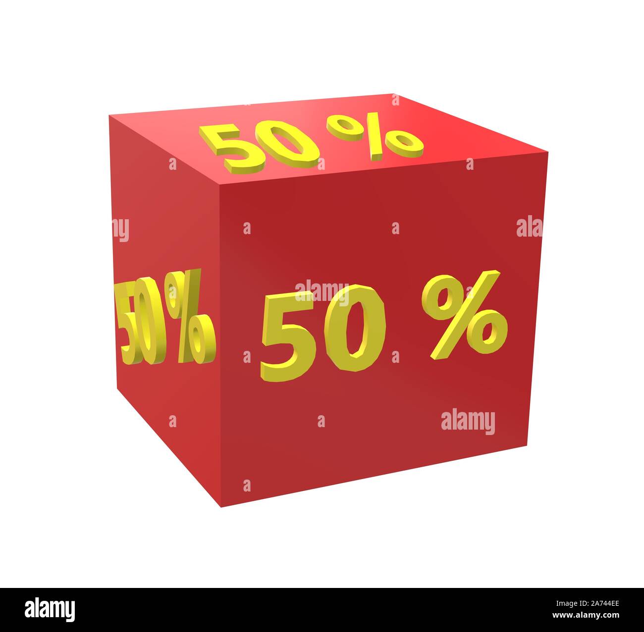 3D red 50 percent icon on white background. flat style. 50 percent ...