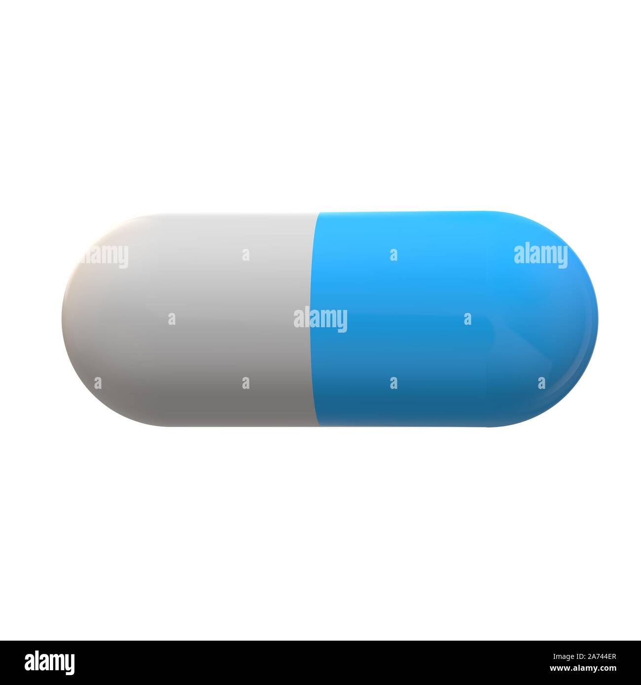 3D blue medical pill icon on white background. flat style. pill capsule ...