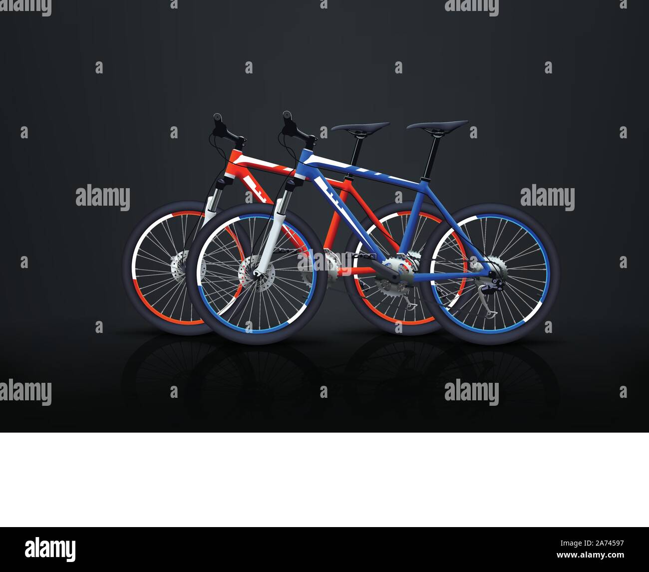 two bicycles on dark Stock Vector Image & Art - Alamy