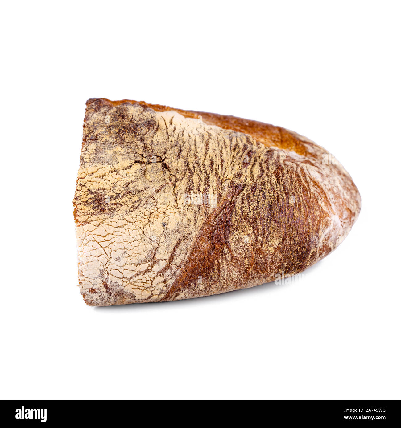 Brown bread top view texture floured. Loaf photo Stock Photo - Alamy