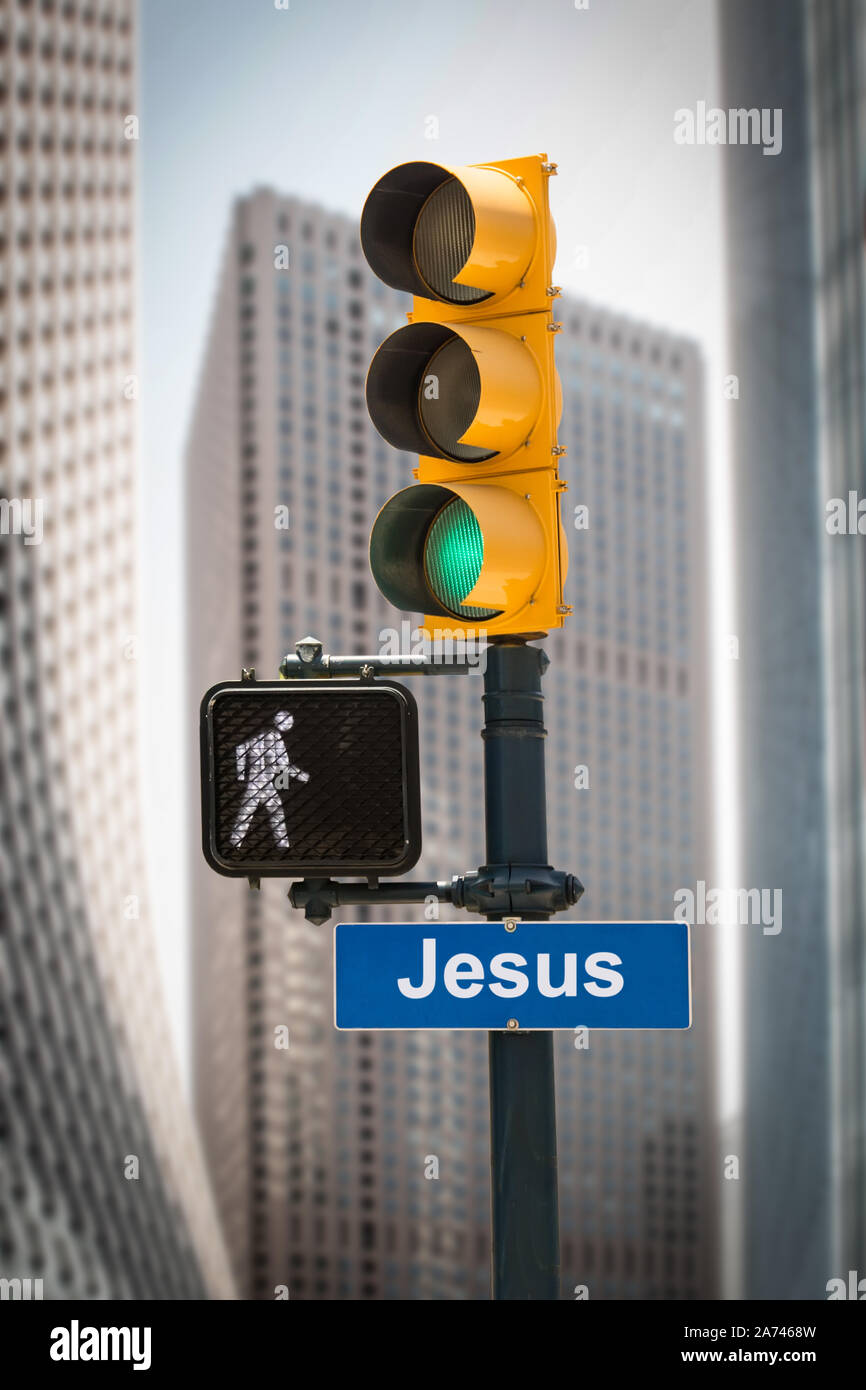 Street Sign the Direction Way to Jesus Stock Photo - Alamy