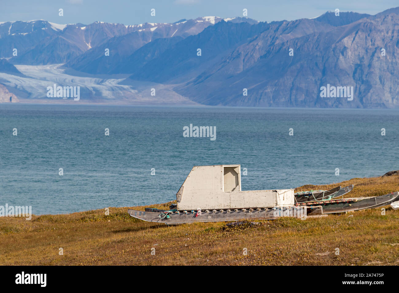 A qamutiik, the wooden single sledge runner using by the inuit - eskimo ...