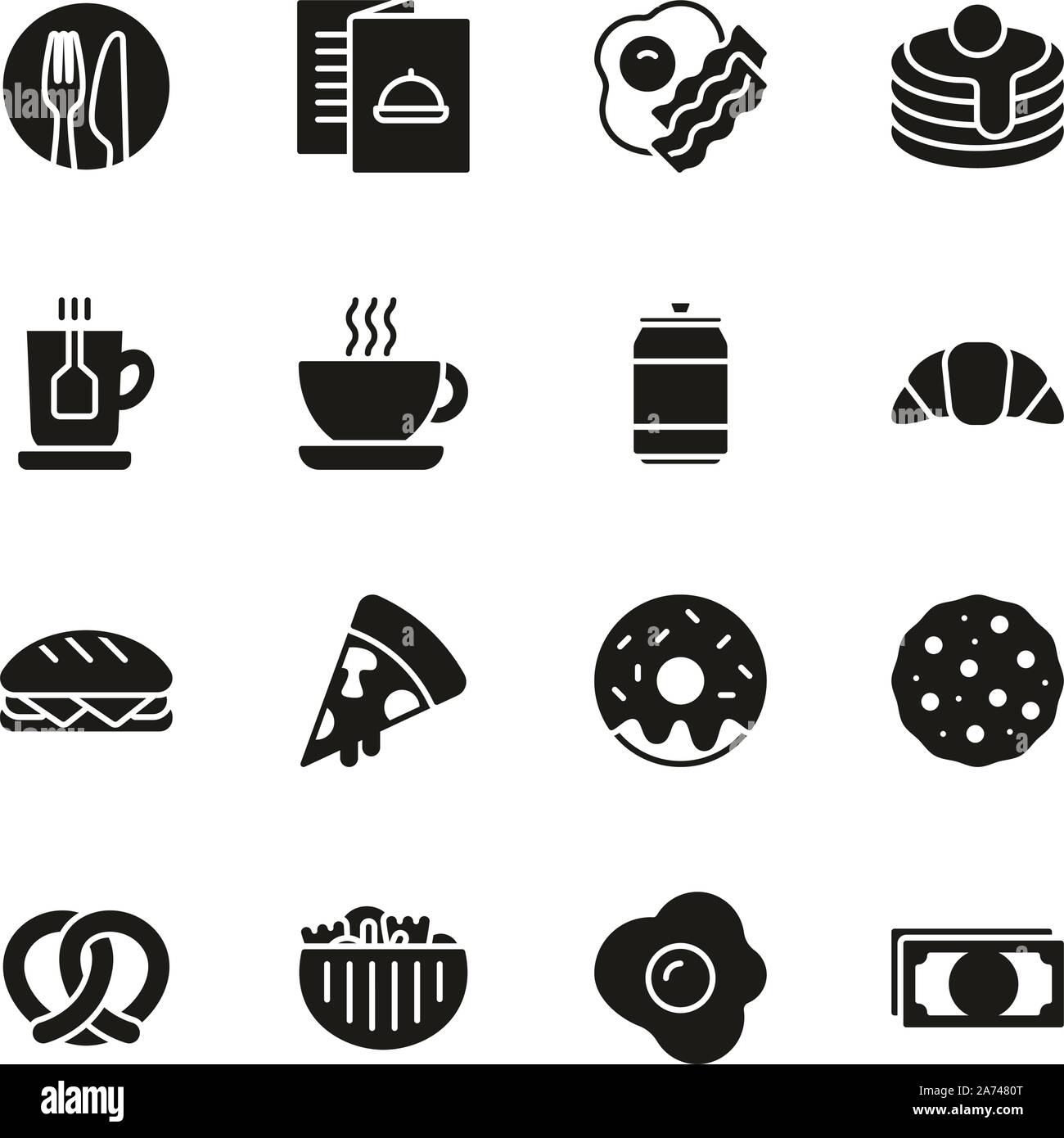 Breakfast Icons Black & White Set Stock Vector Image & Art - Alamy