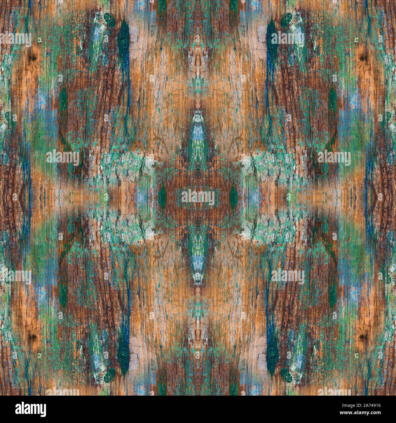 Vertically located colored background boards, painted blue and multi ...