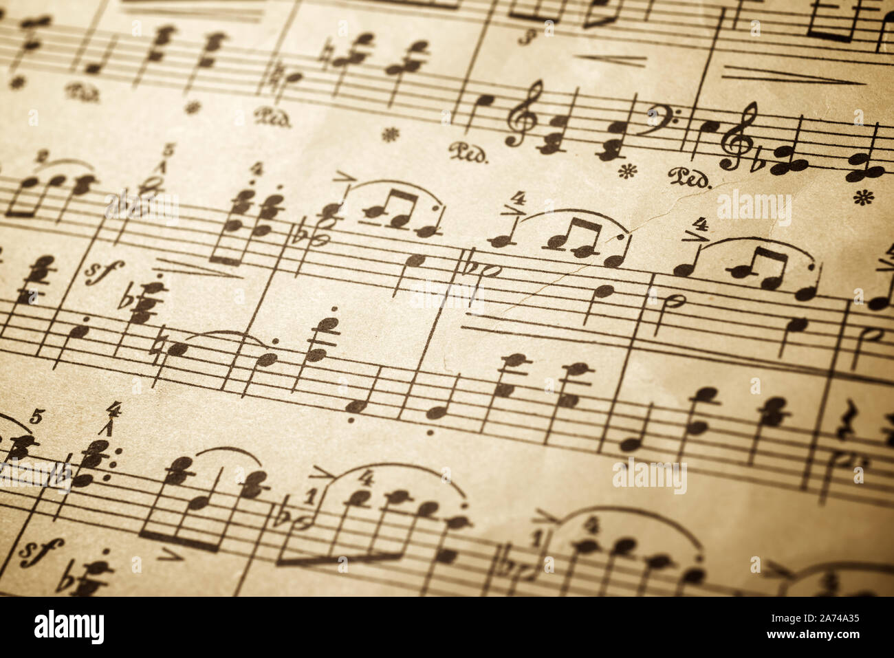 Close-up of an old musical score Stock Photo - Alamy