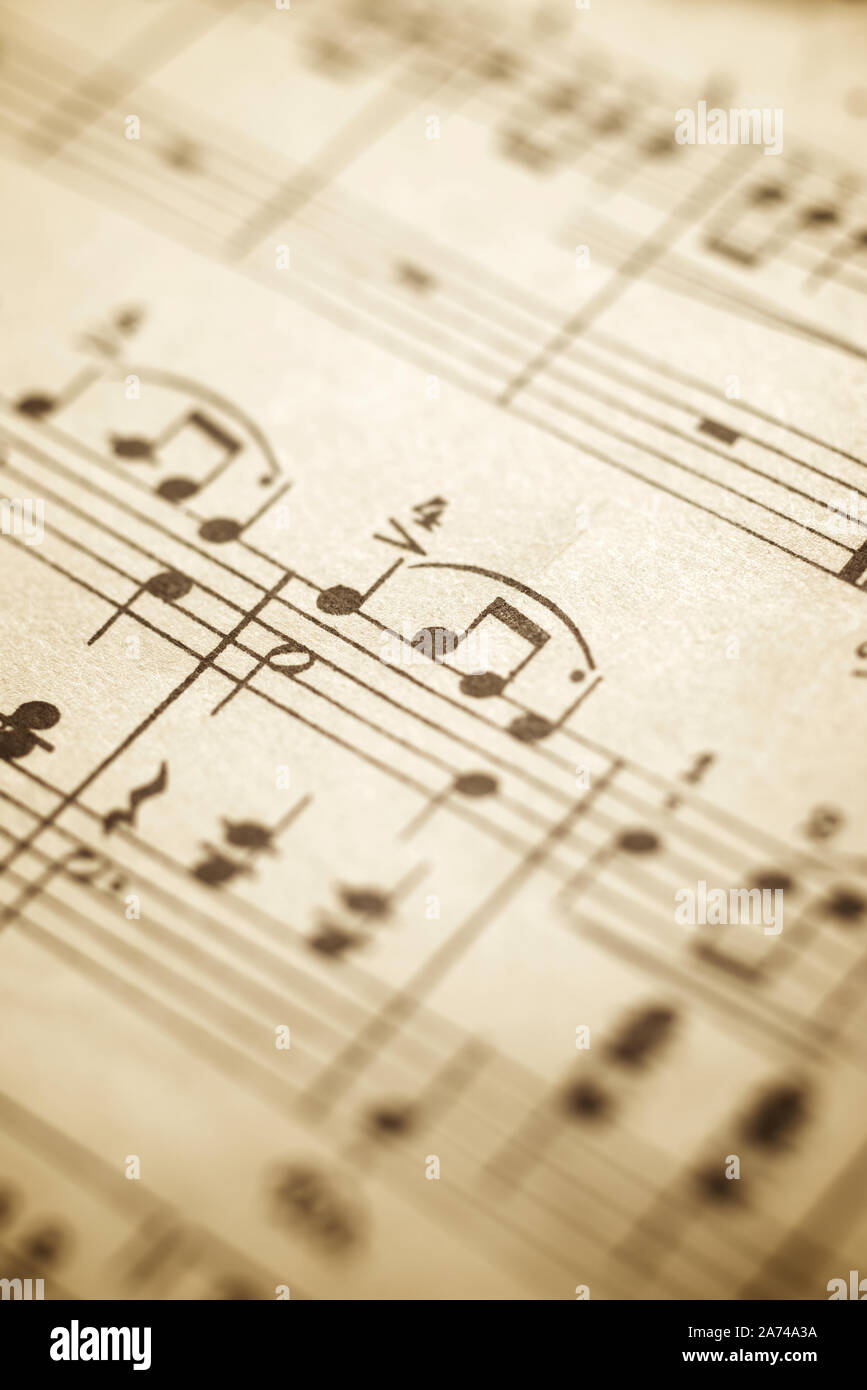 Close-up of an old musical score Stock Photo - Alamy