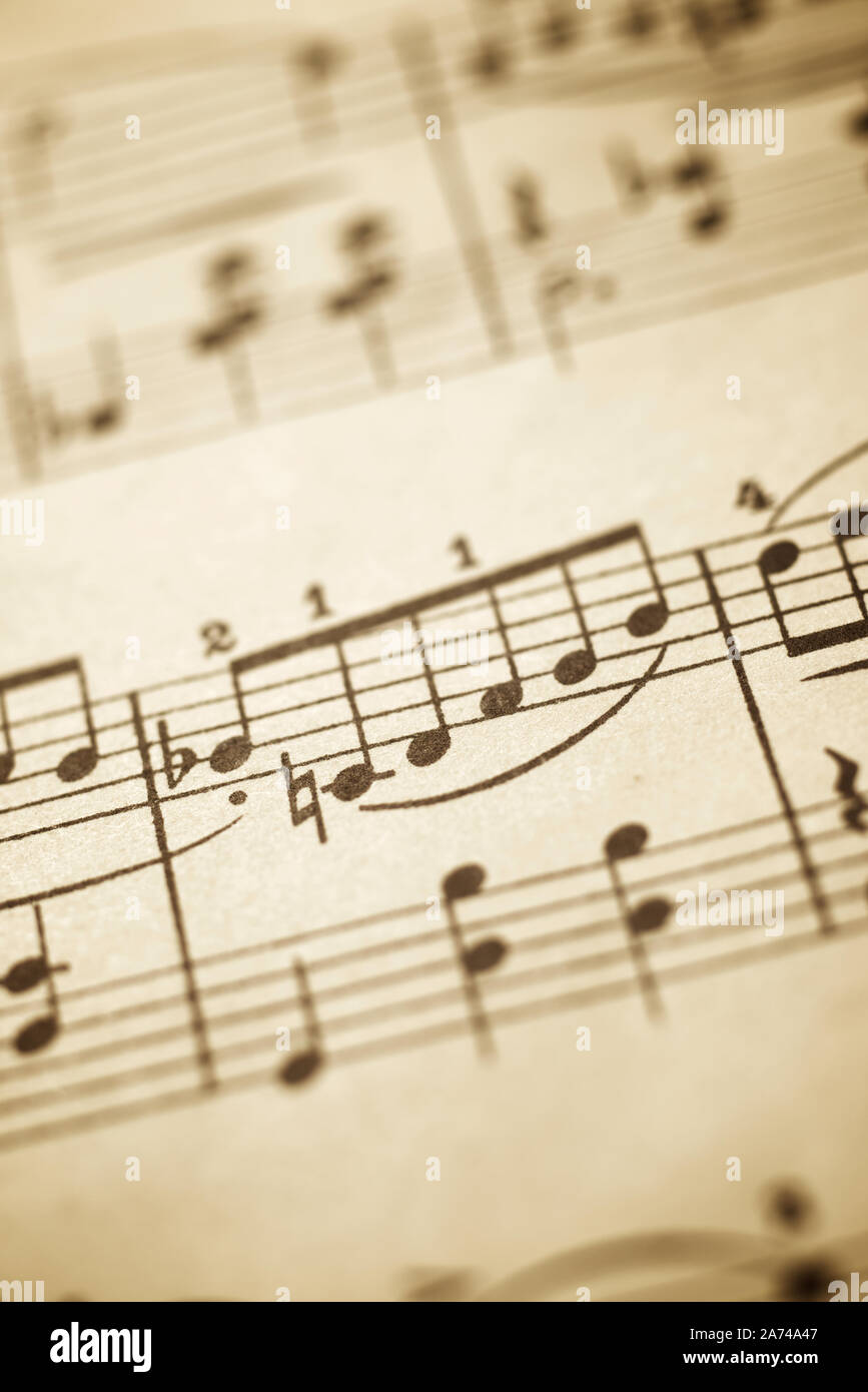 Close-up of an old musical score Stock Photo - Alamy