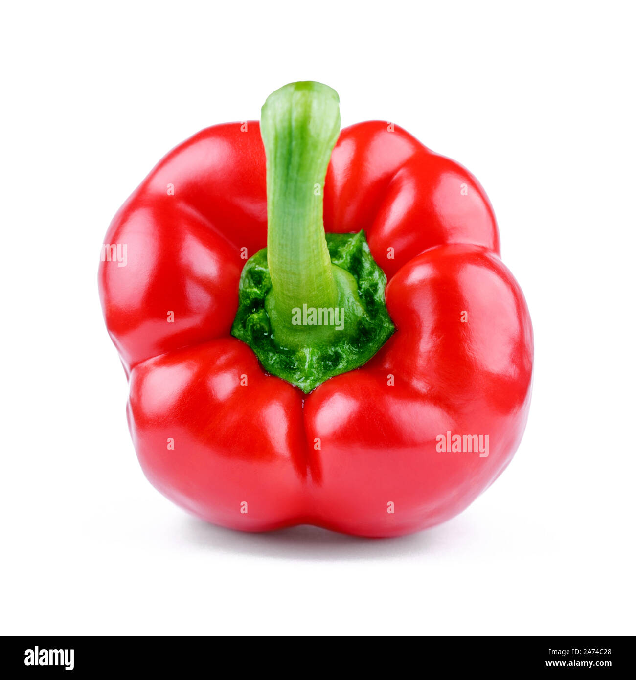One sweet bell pepper closeup isolated on a white background. Red ...