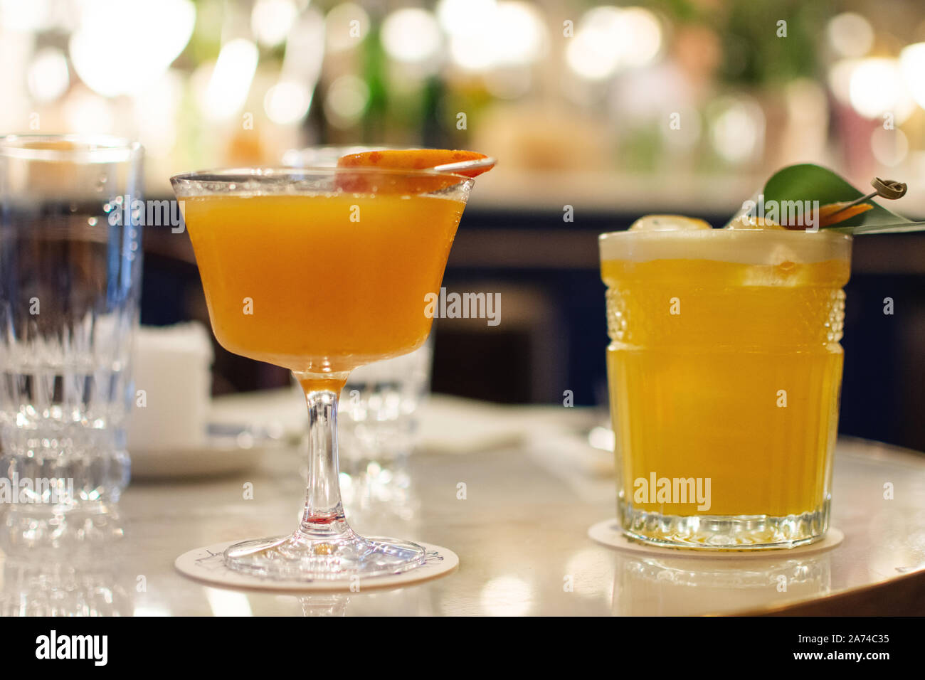 Colorful cocktails on the bar table in restaurant Stock Photo - Alamy