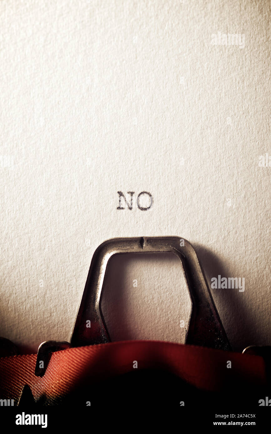 The word, No, written with a typewriter Stock Photo - Alamy