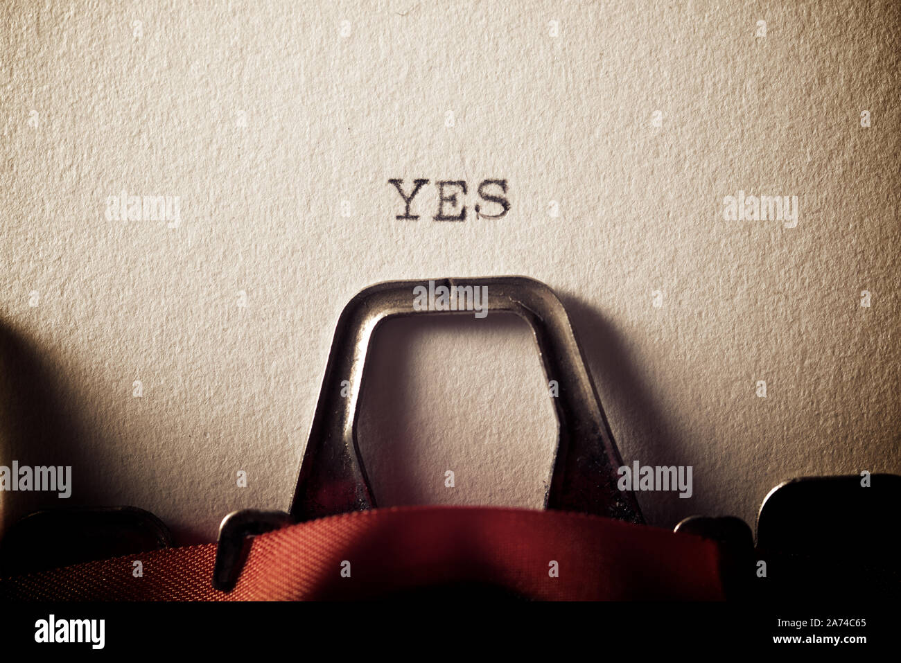 The word, Yes, written with a typewriter Stock Photo - Alamy