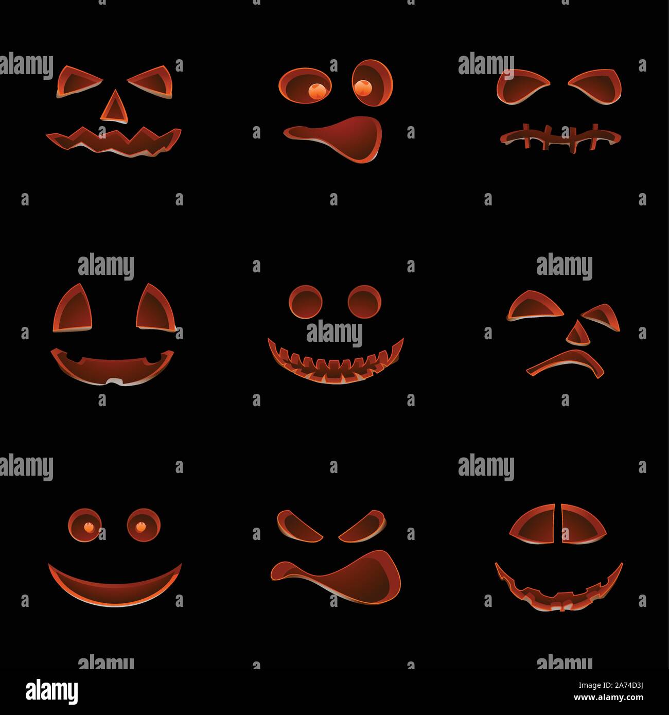 Ripe scary season set smile squash symbol terrible hi-res stock ...