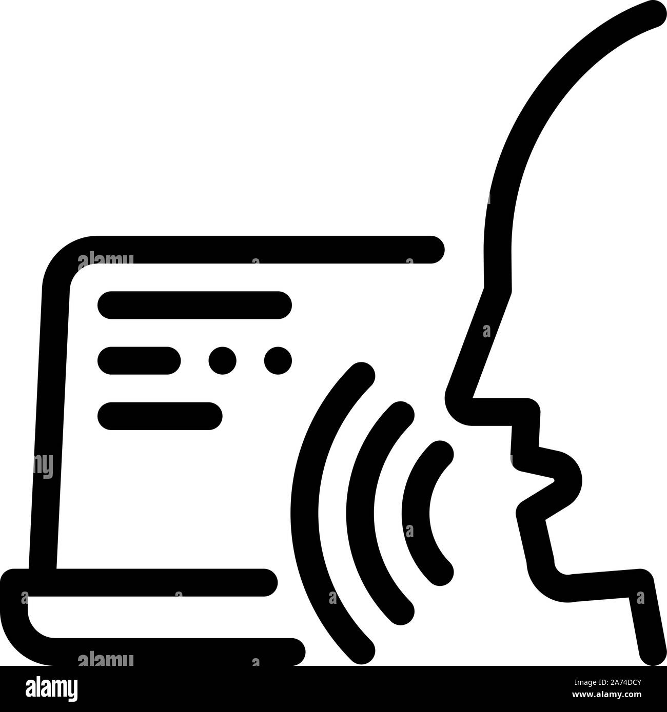 Laptop Human Voice Control Icon Vector Illustration Stock Vector Image ...