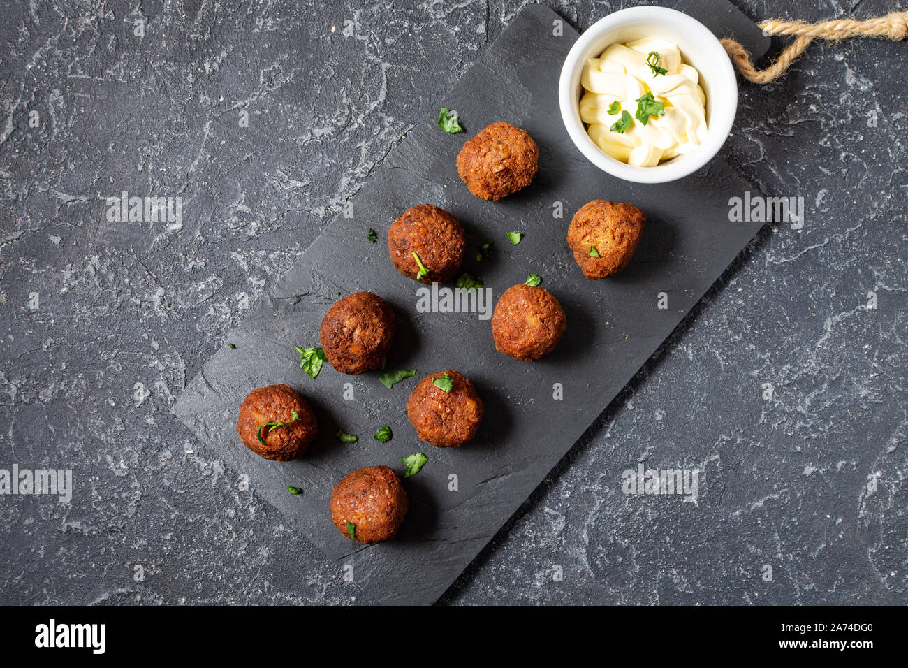 Top view falafel balls hi-res stock photography and images - Alamy