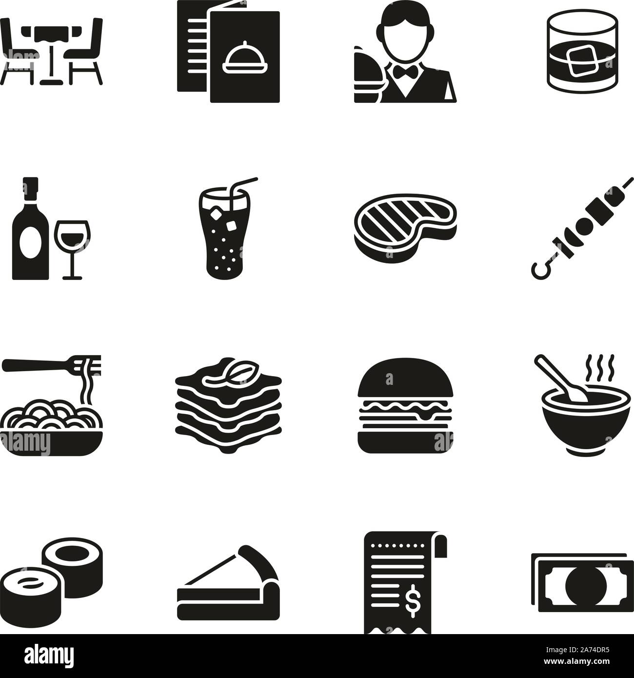 Lunch Icons Black & White Set Stock Vector Image & Art - Alamy