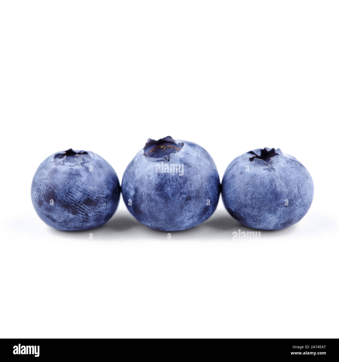 Fresh three blueberries fruit isolated on white with clipping path ...