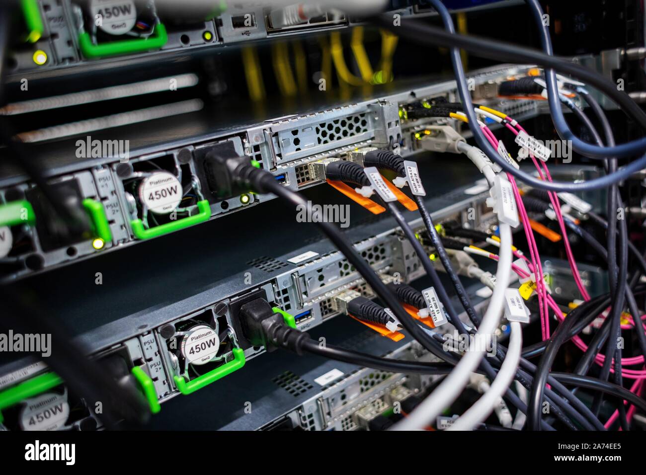 Symbolic photo of a server - wires seen in a server, illustration, 15 ...