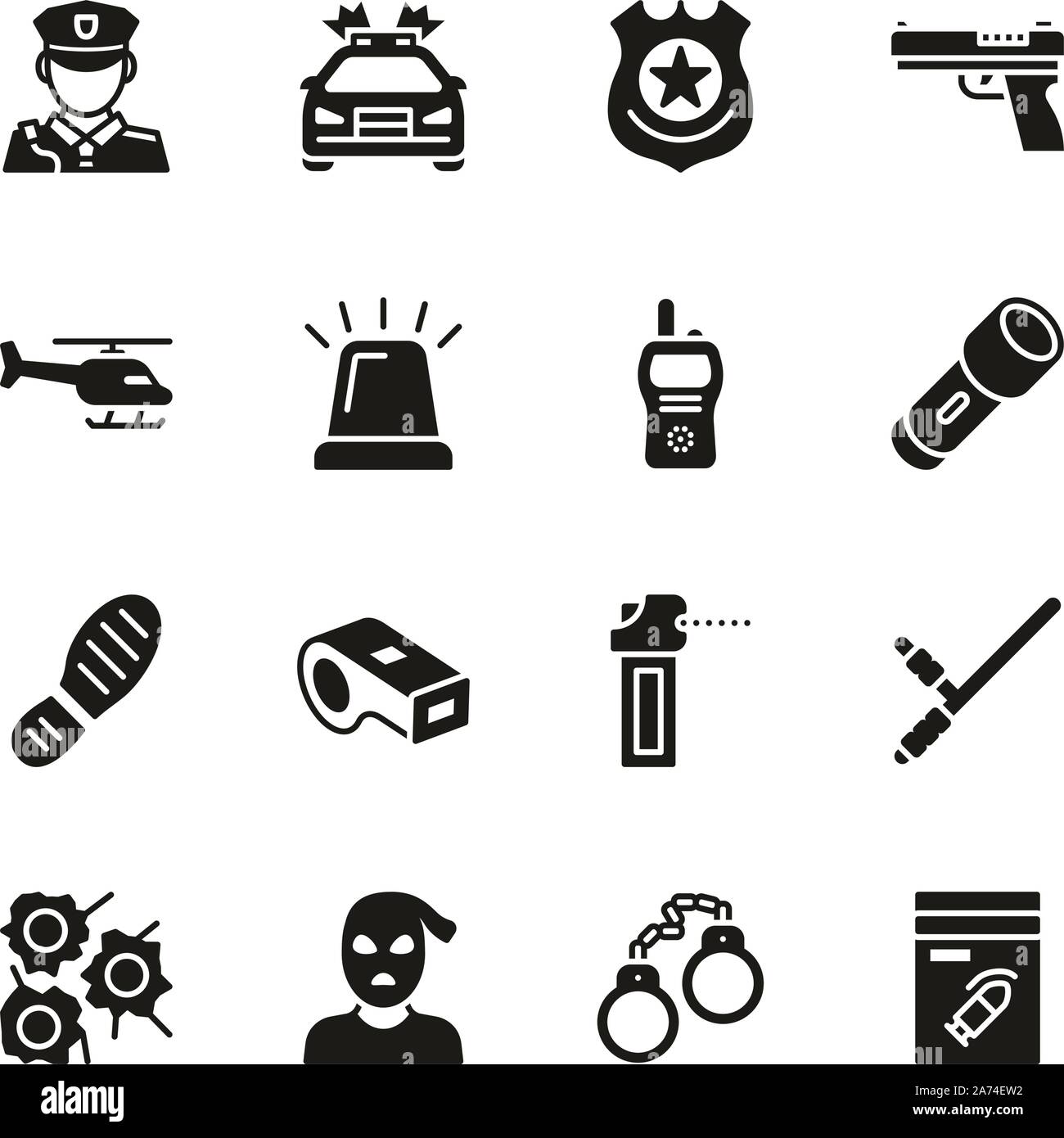 Police Icons Black & White Set Stock Vector Image & Art - Alamy