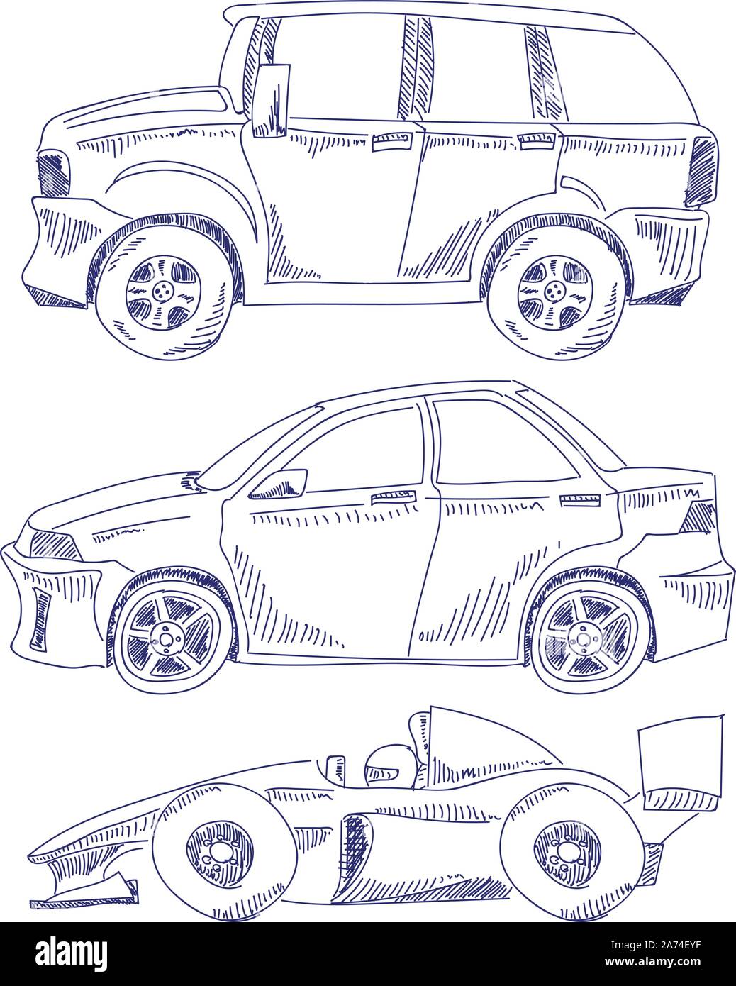 Hand draw sport car Cut Out Stock Images & Pictures - Alamy