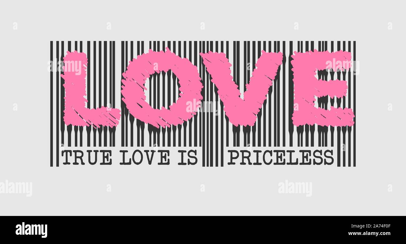 True Love is Priceless - Slogan Barcode. Vector Stock Vector Image ...