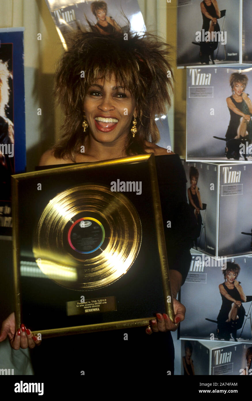 On 1 March 1985 Tina Turner receives a golden record for her album ...
