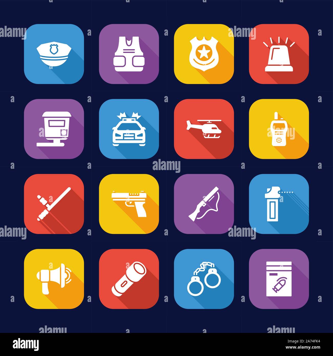 Police Highway Patrol Icons Flat Design Set Stock Vector Image & Art ...