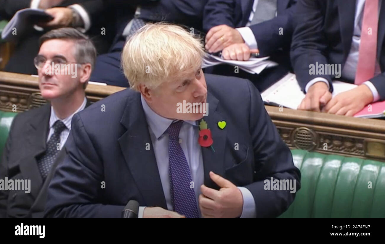 Prime Minister Boris Johnson speaks during Prime Minister's Questions ...