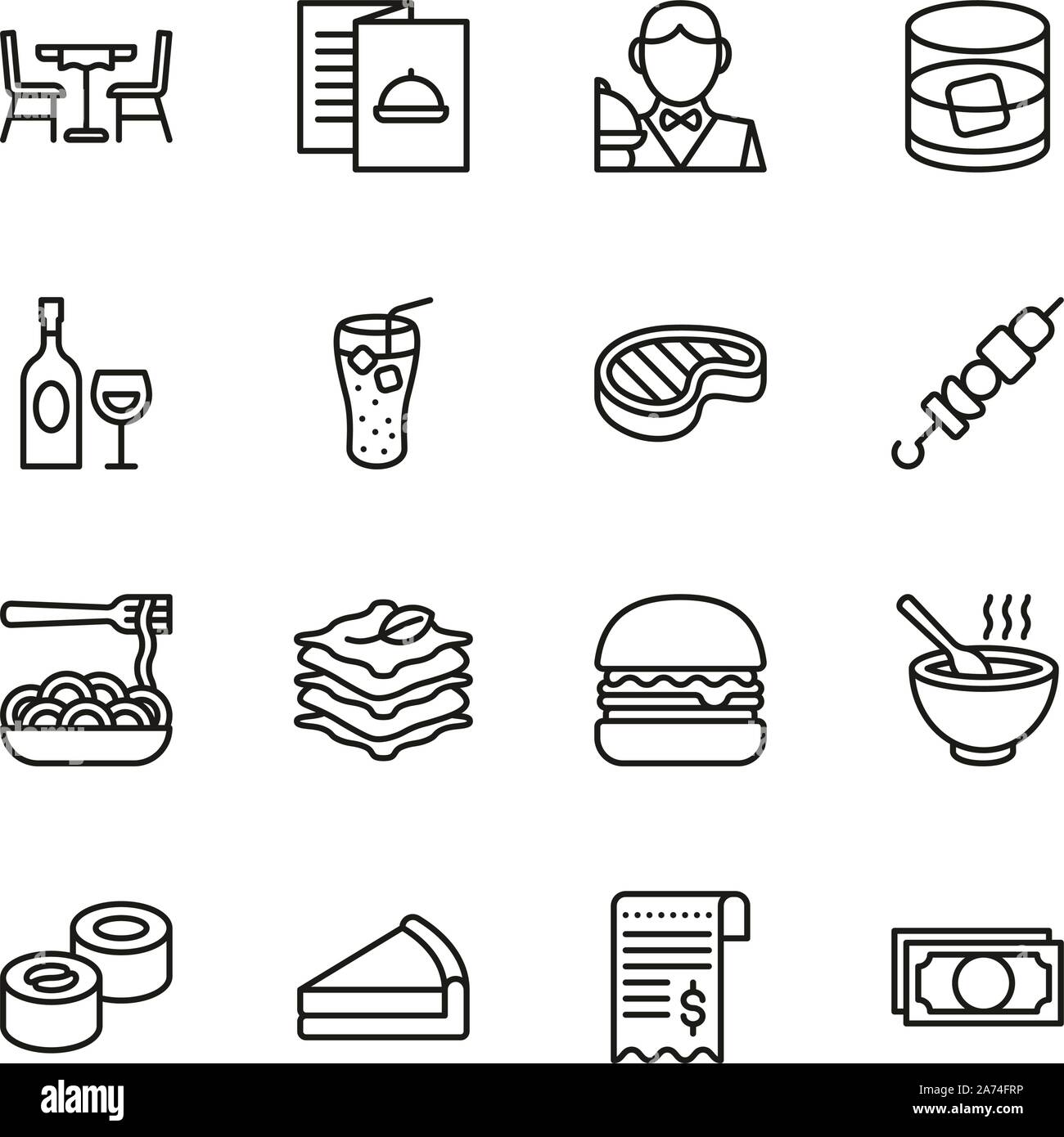 Lunch Icons Thin Line Set Stock Vector Image & Art - Alamy
