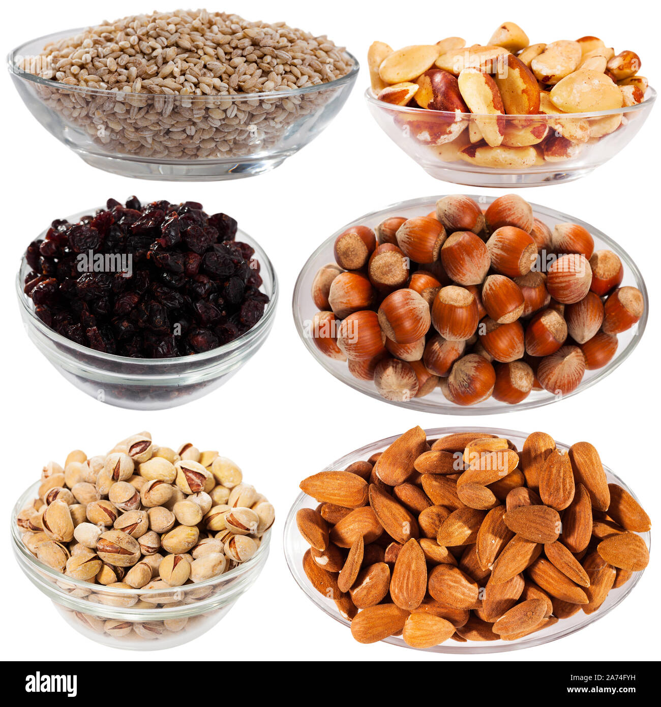 Set of various dried grocery products – cereals, nuts and fruits ...