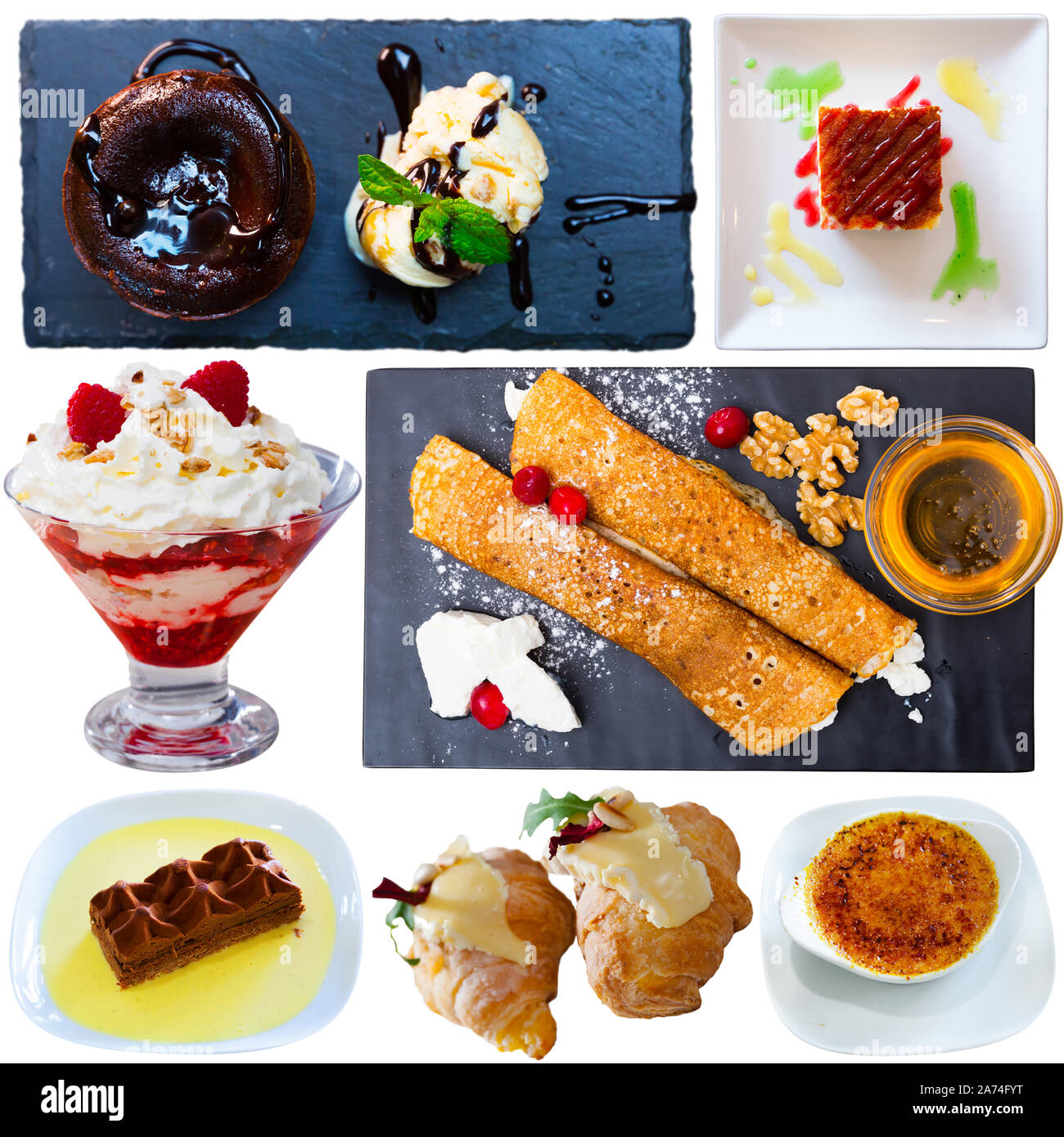 Set of various desserts isolated on white background Stock Photo - Alamy
