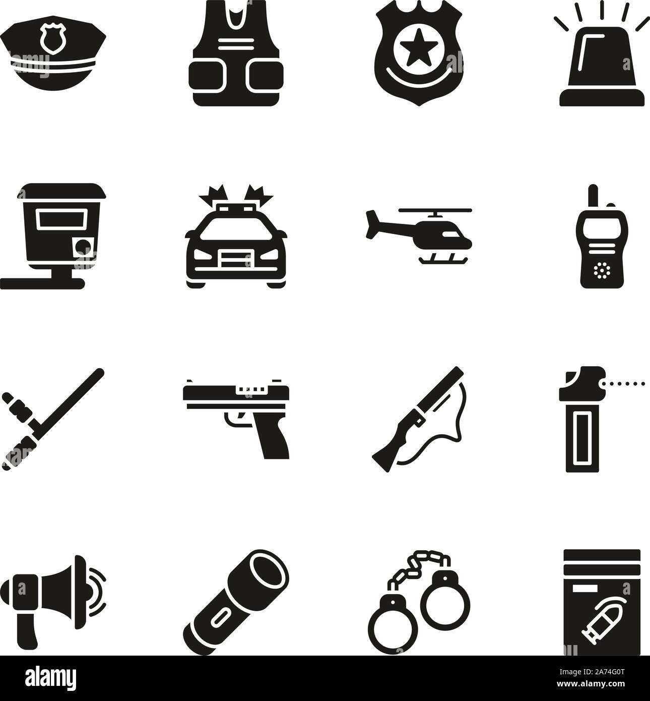 Police Highway Patrol Icons Black & White Set Stock Vector Image & Art ...