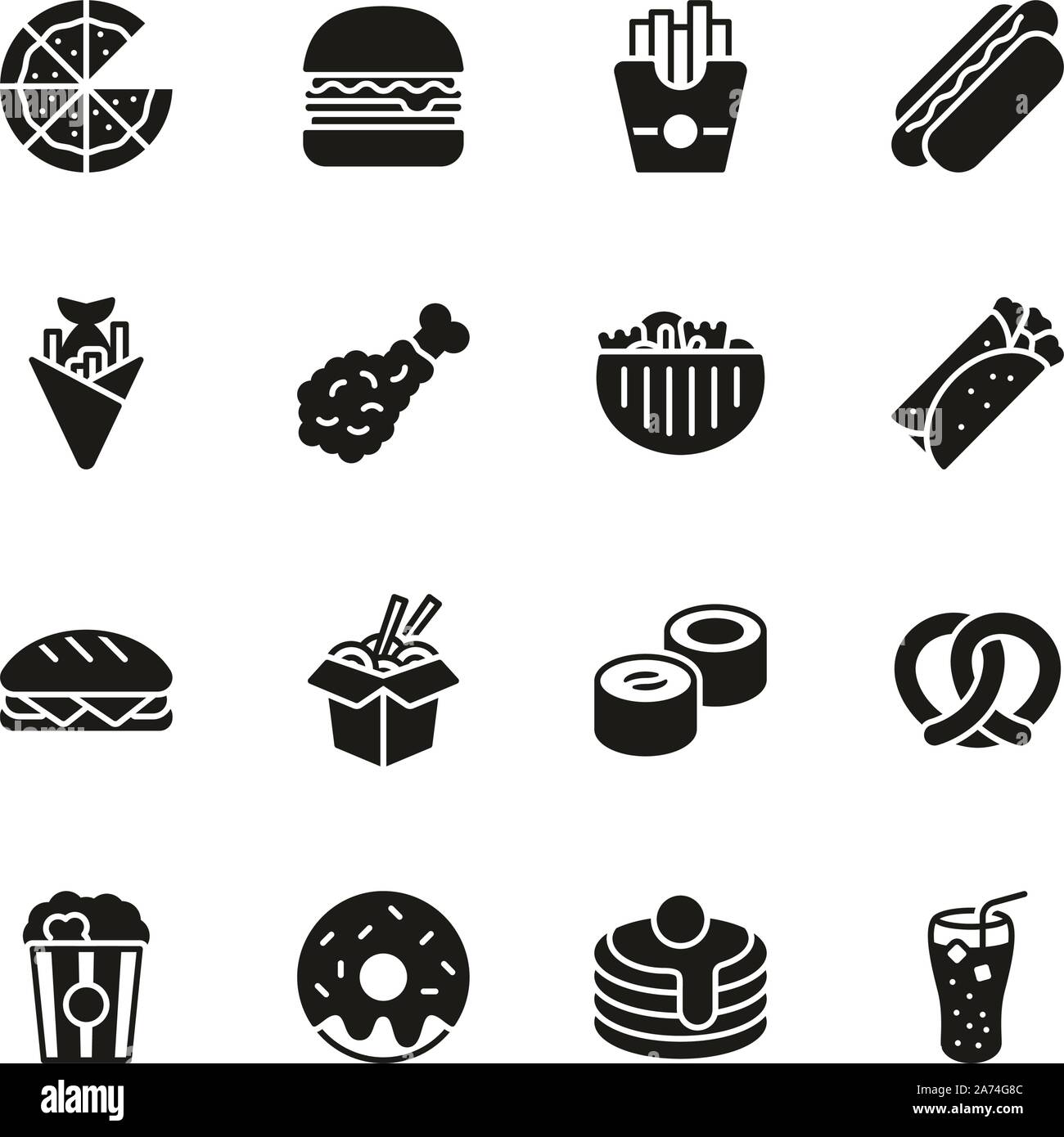 Fast Food Icons Black & White Set Stock Vector Image & Art - Alamy