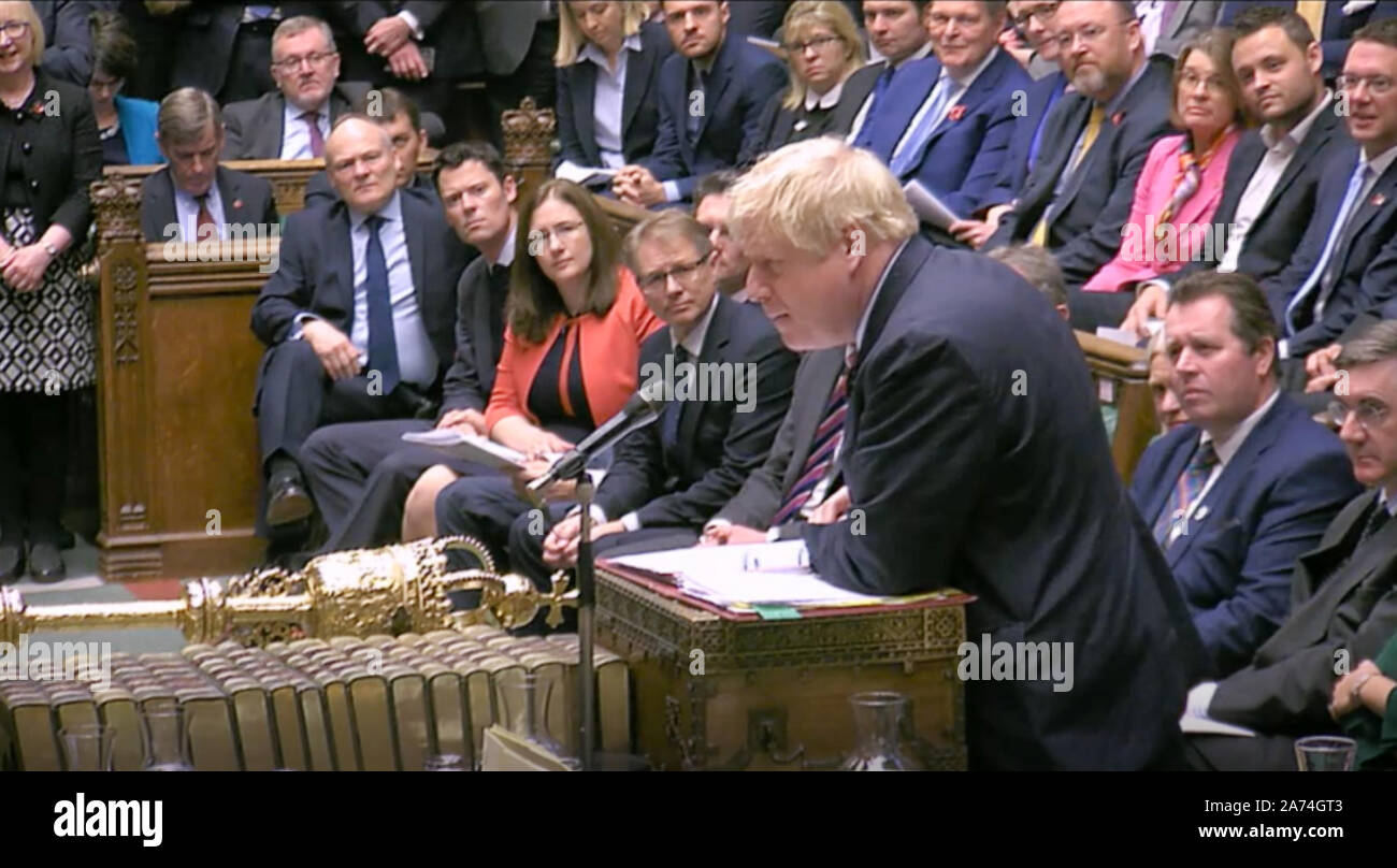 Prime Minister Boris Johnson speaks during Prime Minister's Questions ...
