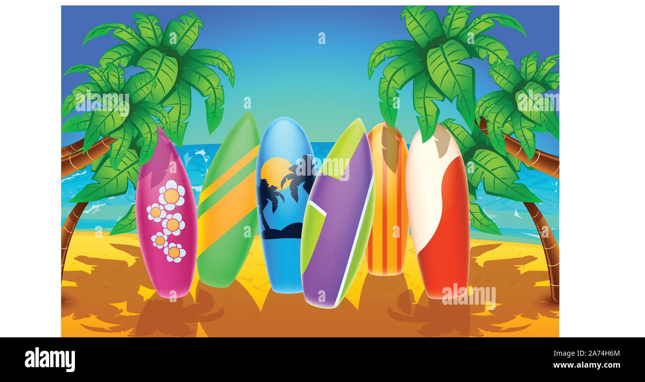 Surfer on beach sunny Stock Vector Images - Alamy