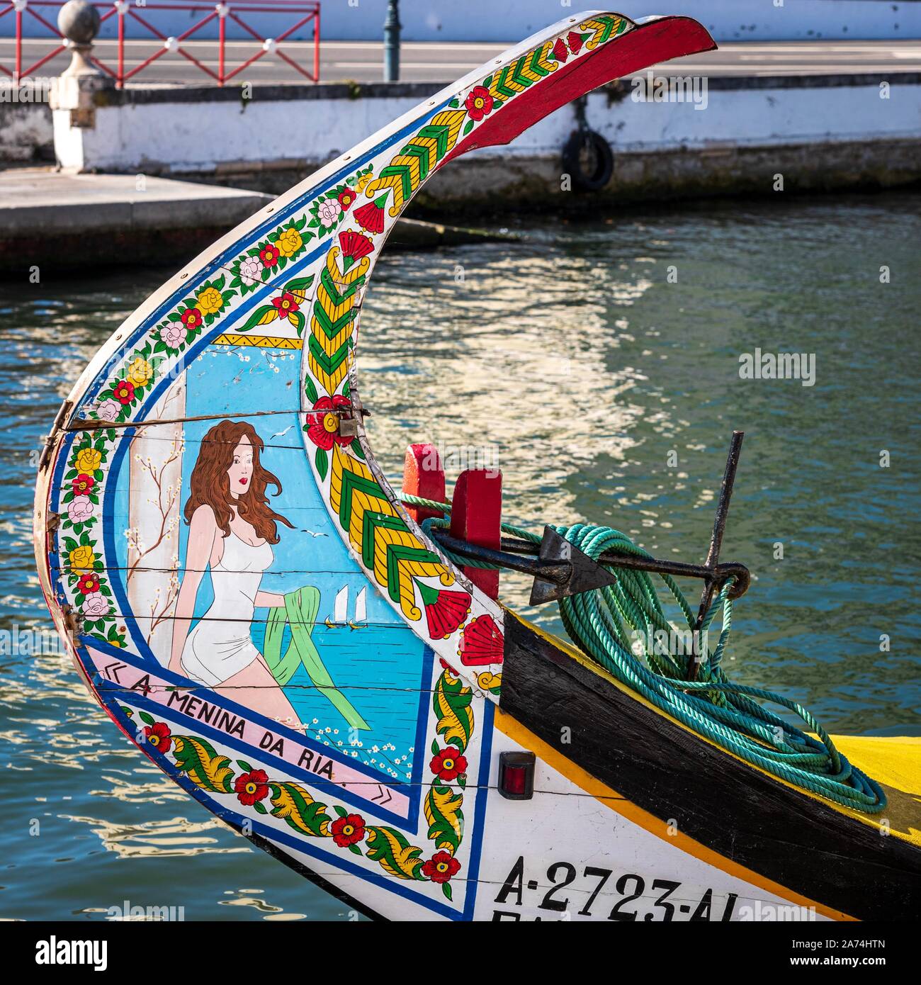 Traditional Portuguese boat with colorfully painted bow Stock Photo - Alamy