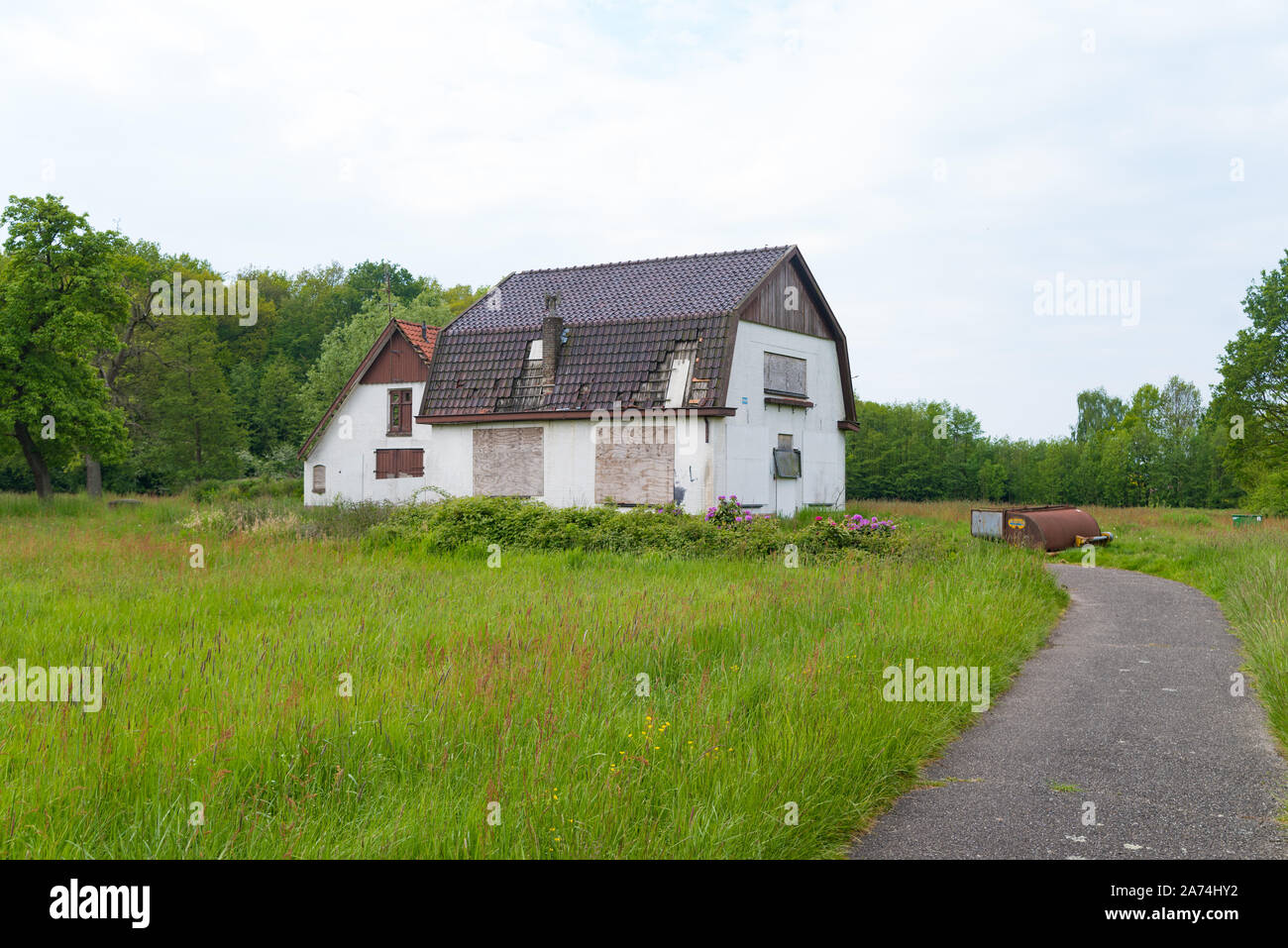 exterior of an abandoned and decayed house in an agricultural ...