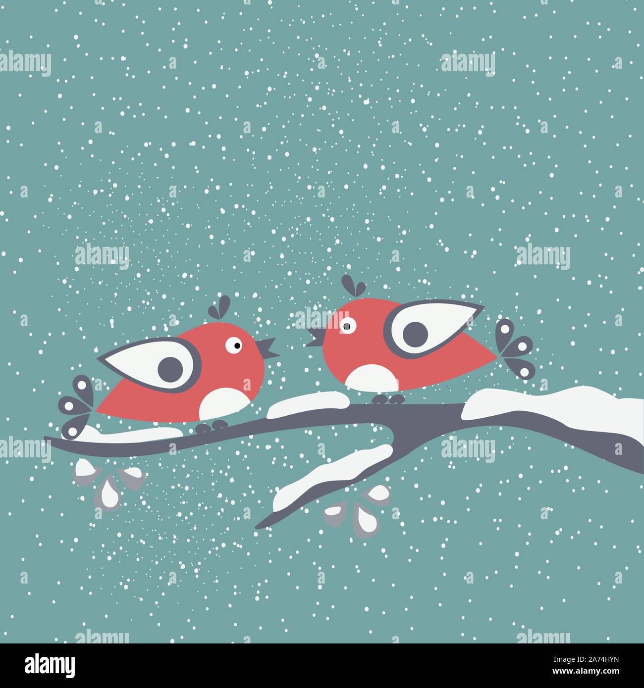 Two Birds sitting on a Branch say "Hello Winter". Hello winter card ...