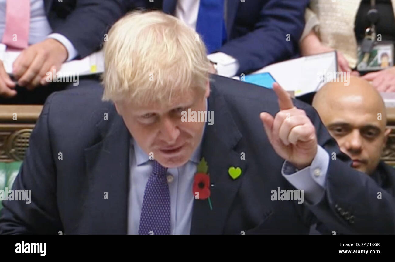 Prime Minister Boris Johnson speaks during Prime Minister's Questions ...